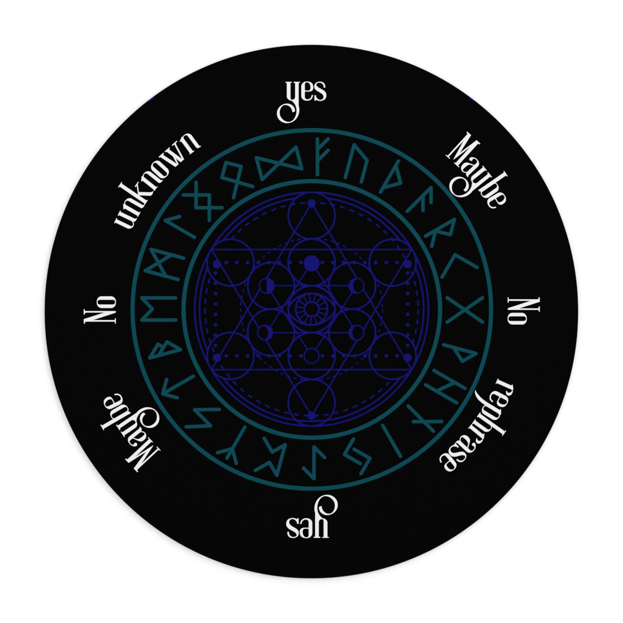 Green and Blue Circular Dowsing Chart Mat With Sacred Geometry and ...