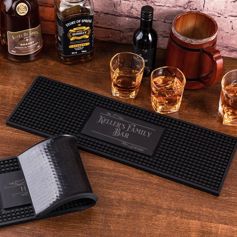 Personalized Bar Mat, Custom Home Bar Accessory, Home Bar, Father's Day ...