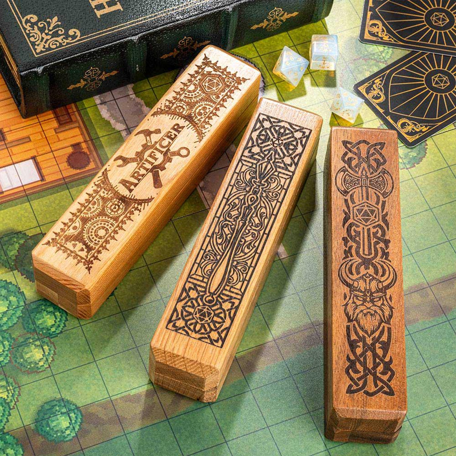 Custom Wooden Dice Box, Dice Storage Box, DND Dice Case, Dungeons and ...