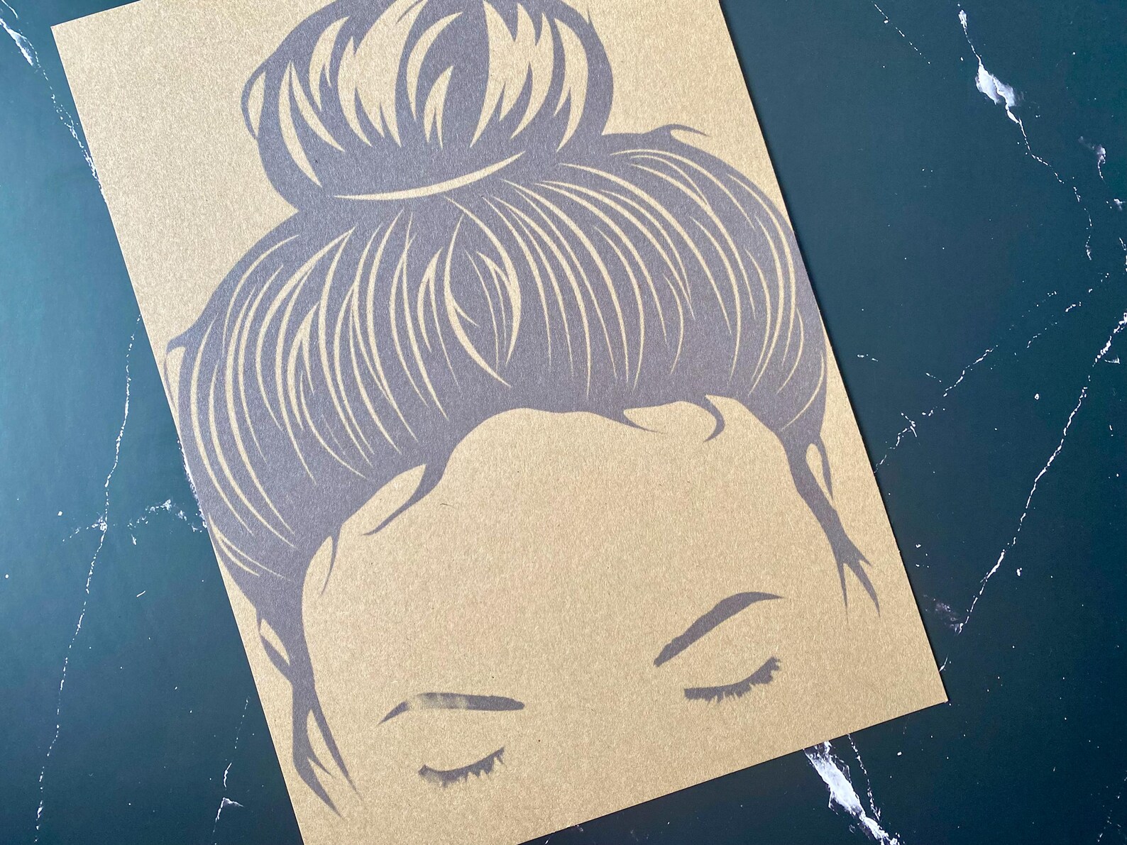 Printable Headband Display Card, Messy Bun Ladies Head, Download PDF ...