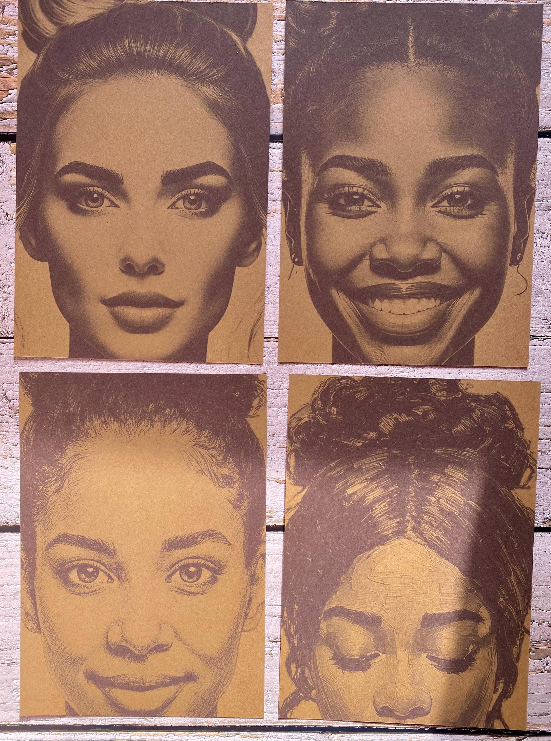 Set of 4 Printable Headband Display Cards, Ladies Head With Bun ...