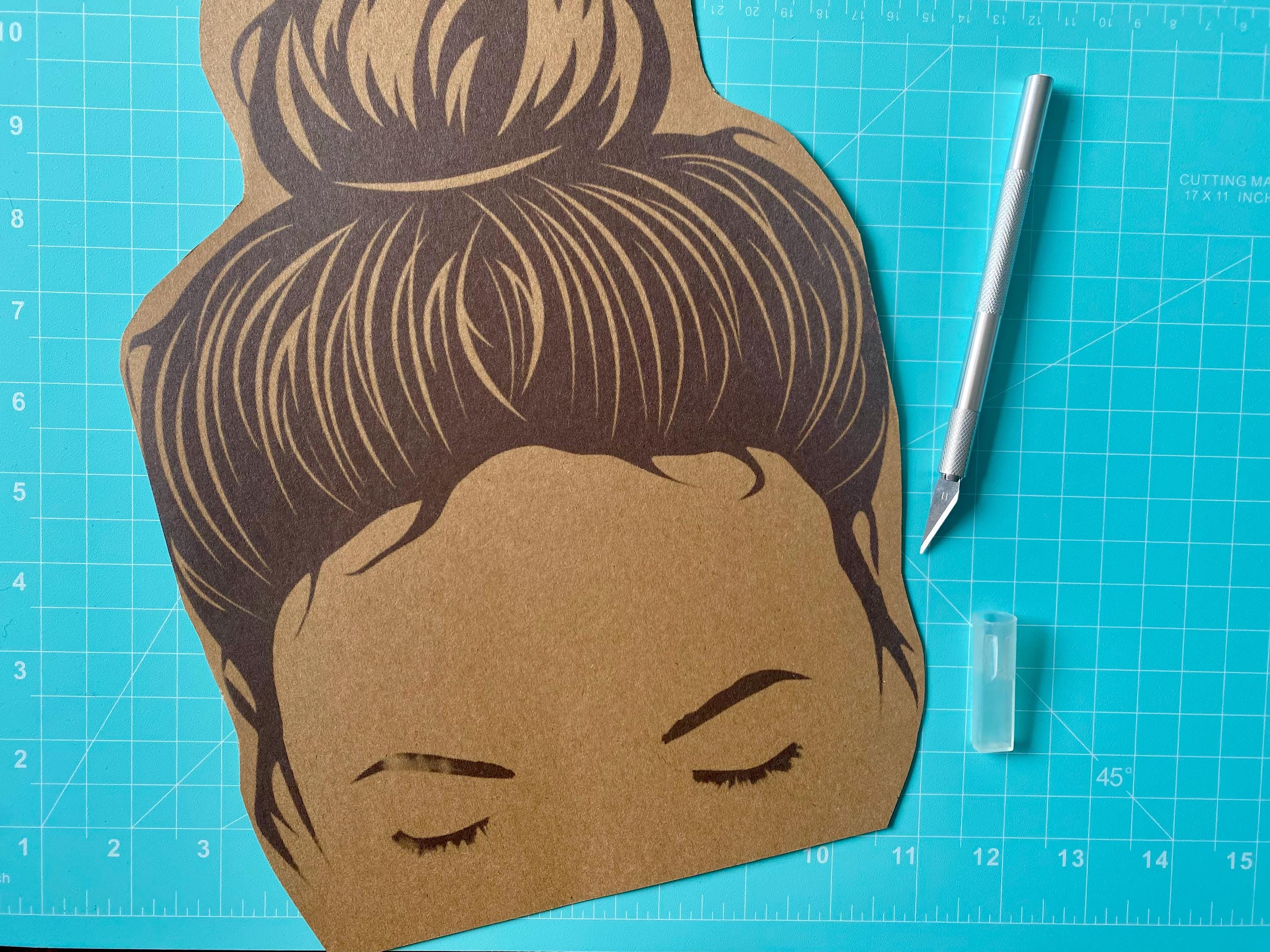 Printable Headband Display Card, Messy Bun Ladies Head, Download PDF ...