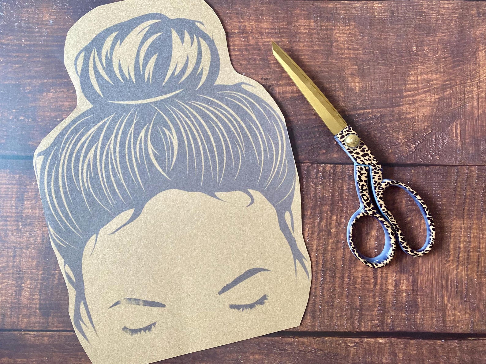 Printable Headband Display Card, Messy Bun Ladies Head, Download PDF ...