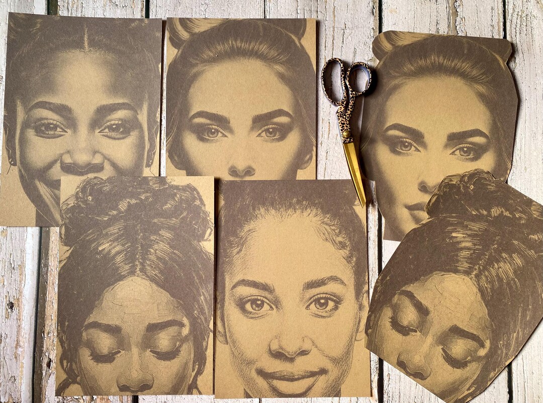 Set of 4 Printable Headband Display Cards, Ladies Head With Bun ...