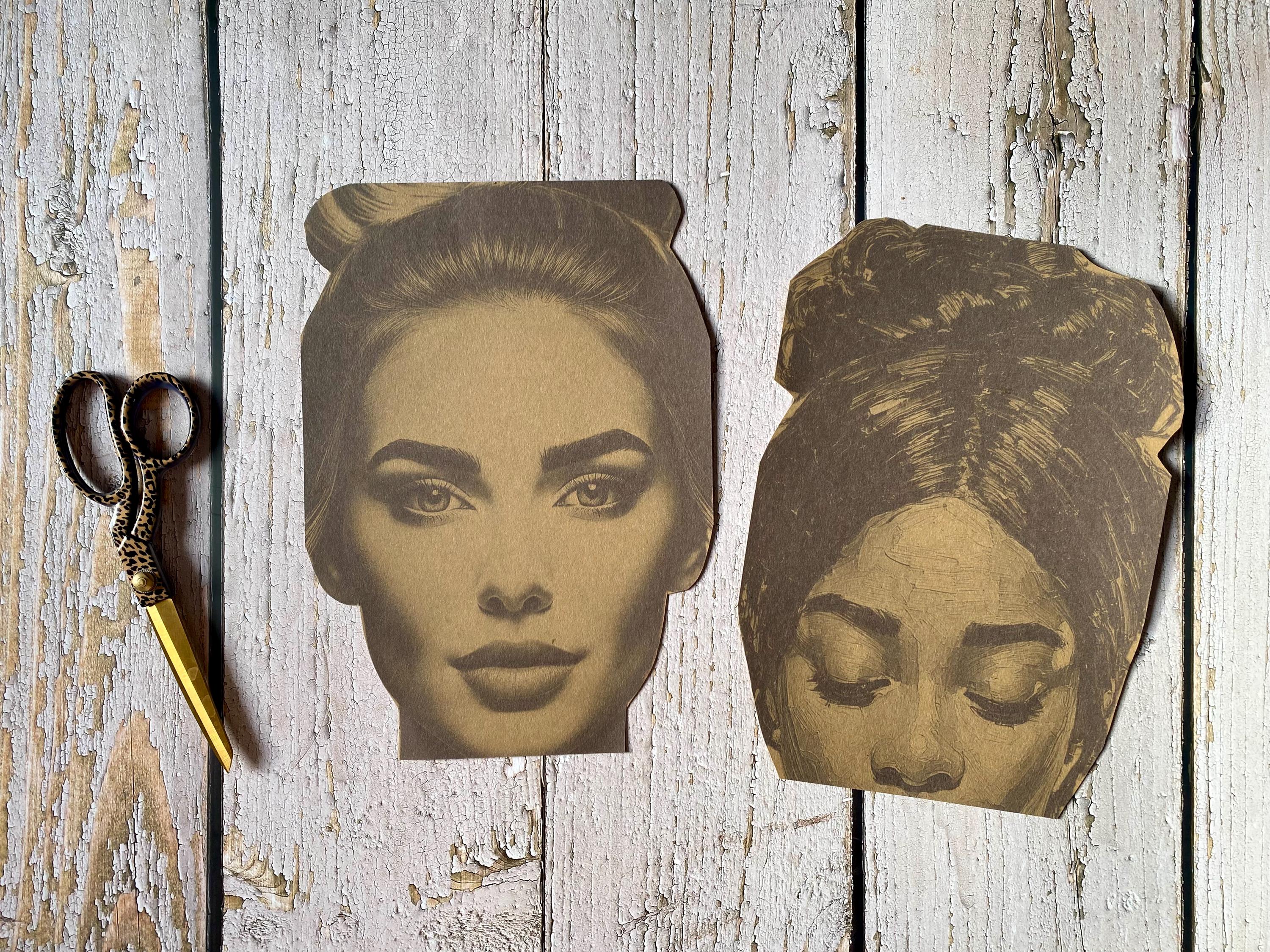 Set of 4 Printable Headband Display Cards, Ladies Head With Bun ...
