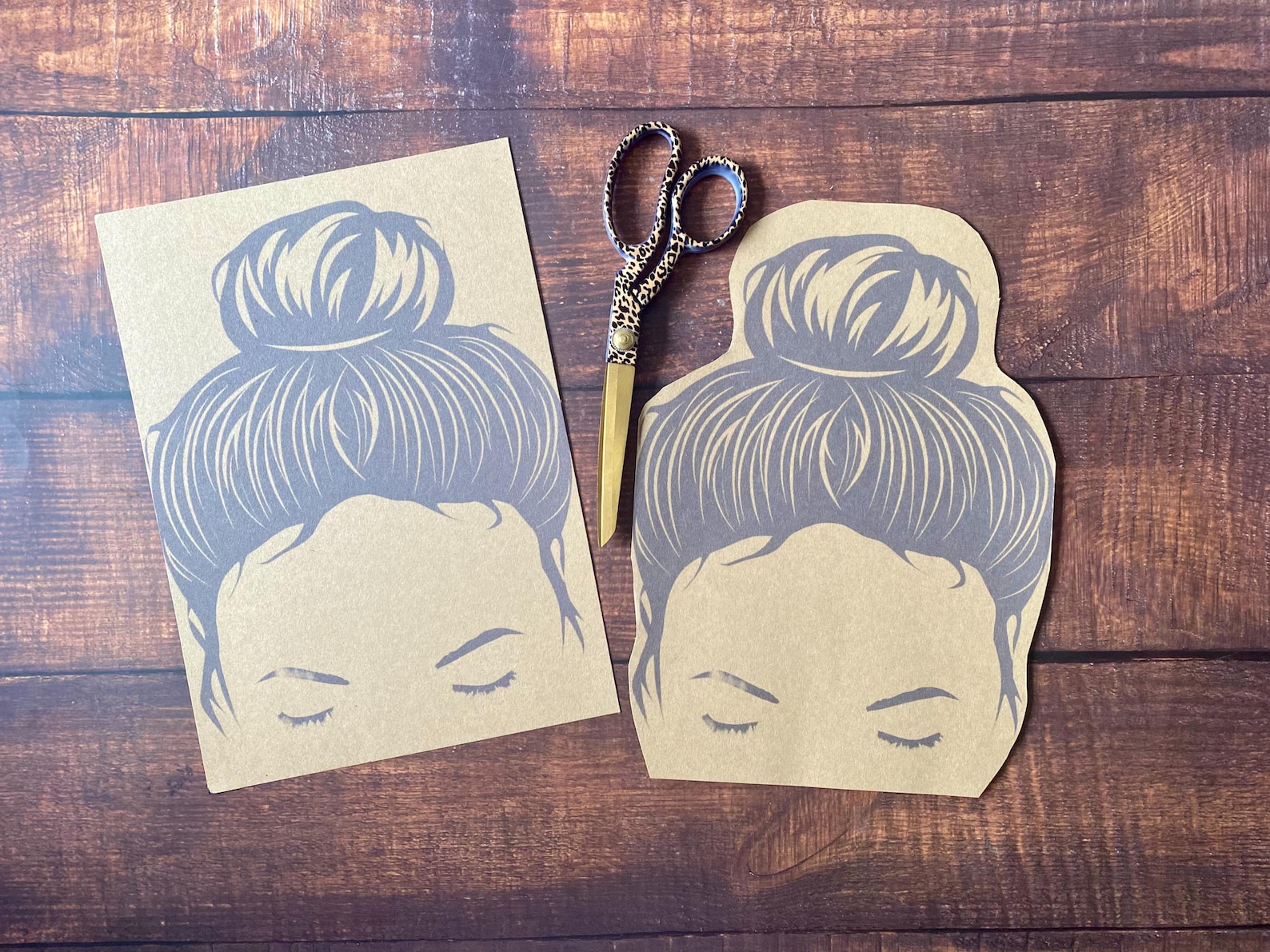 Printable Headband Display Card, Messy Bun Ladies Head, Download PDF ...