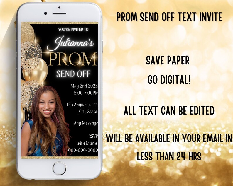 PROM Send off Invite Mobile Text Prom Night Send off Party - Etsy