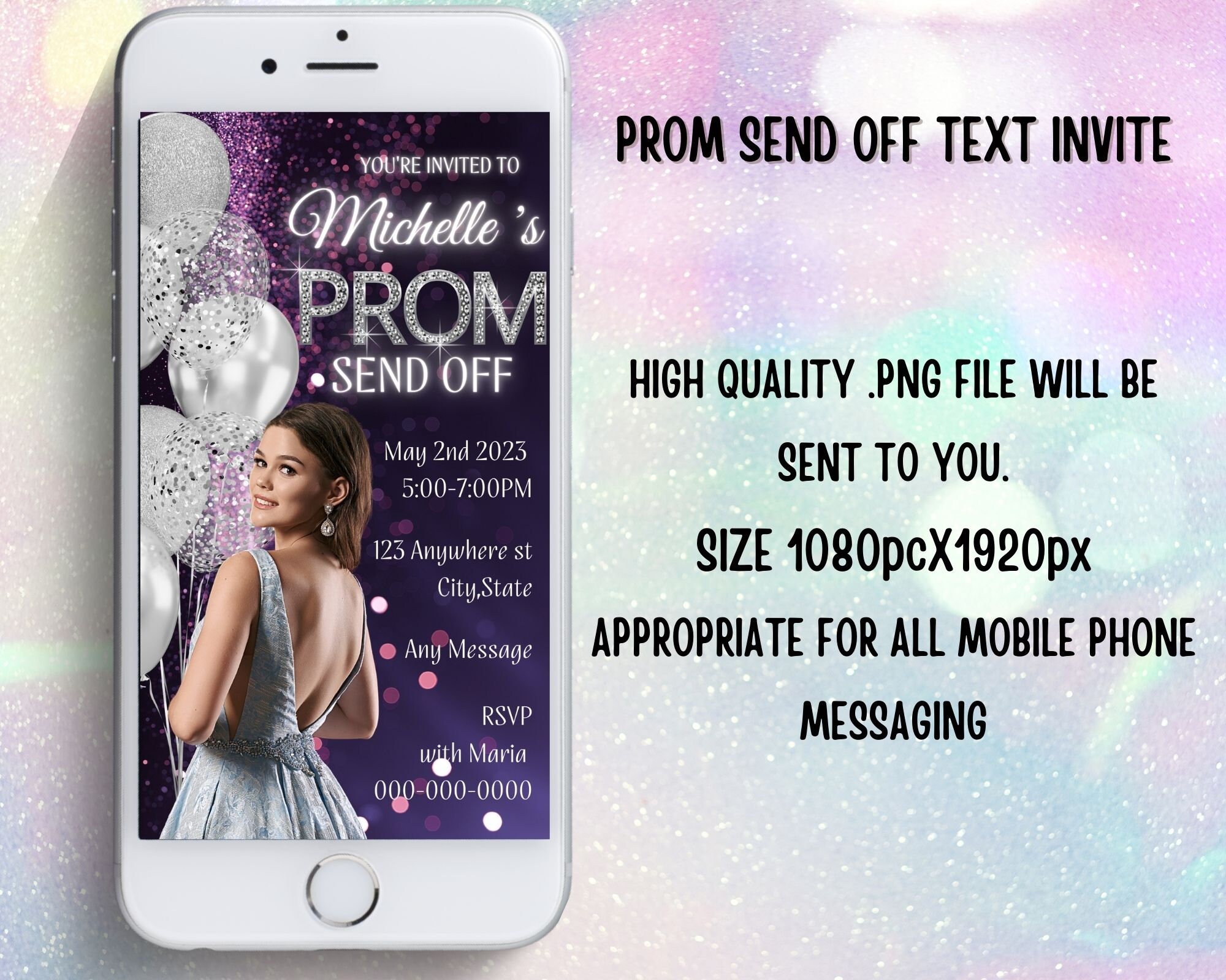 PROM Send off Invite Text, Prom Night Send off Party Text Invite ...