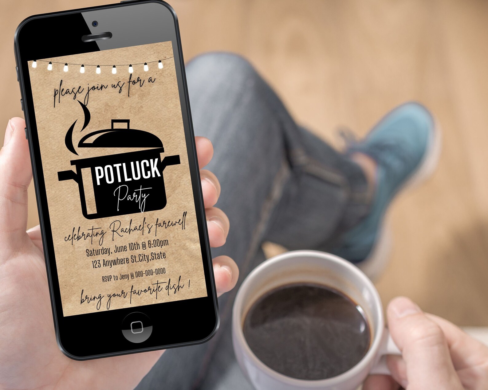 Editable Potluck Invitation Canva Template Potluck Party Invitation ...