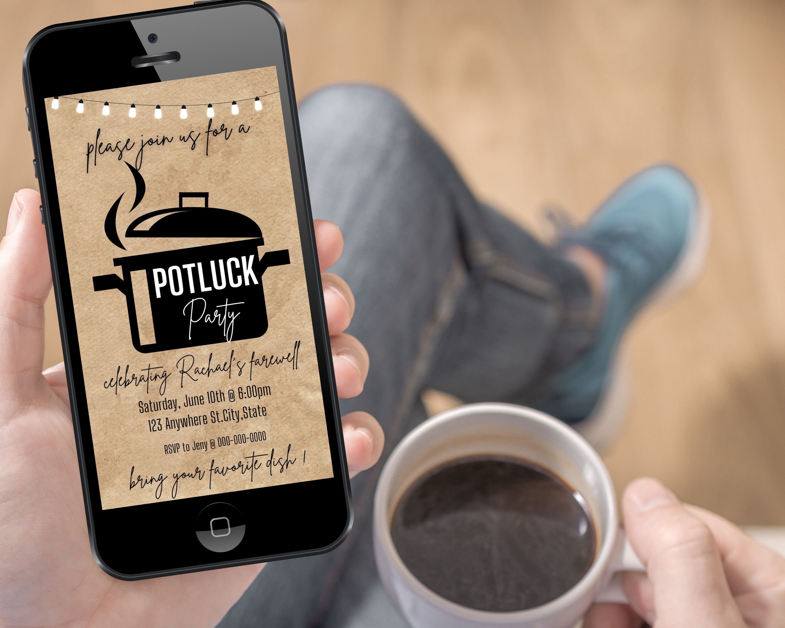 Editable Potluck Invitation Canva Template Potluck Party Invitation ...