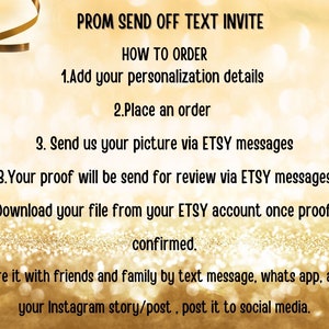 PROM Send off Invite Mobile Text, Prom Night Send off Party Text Invite ...