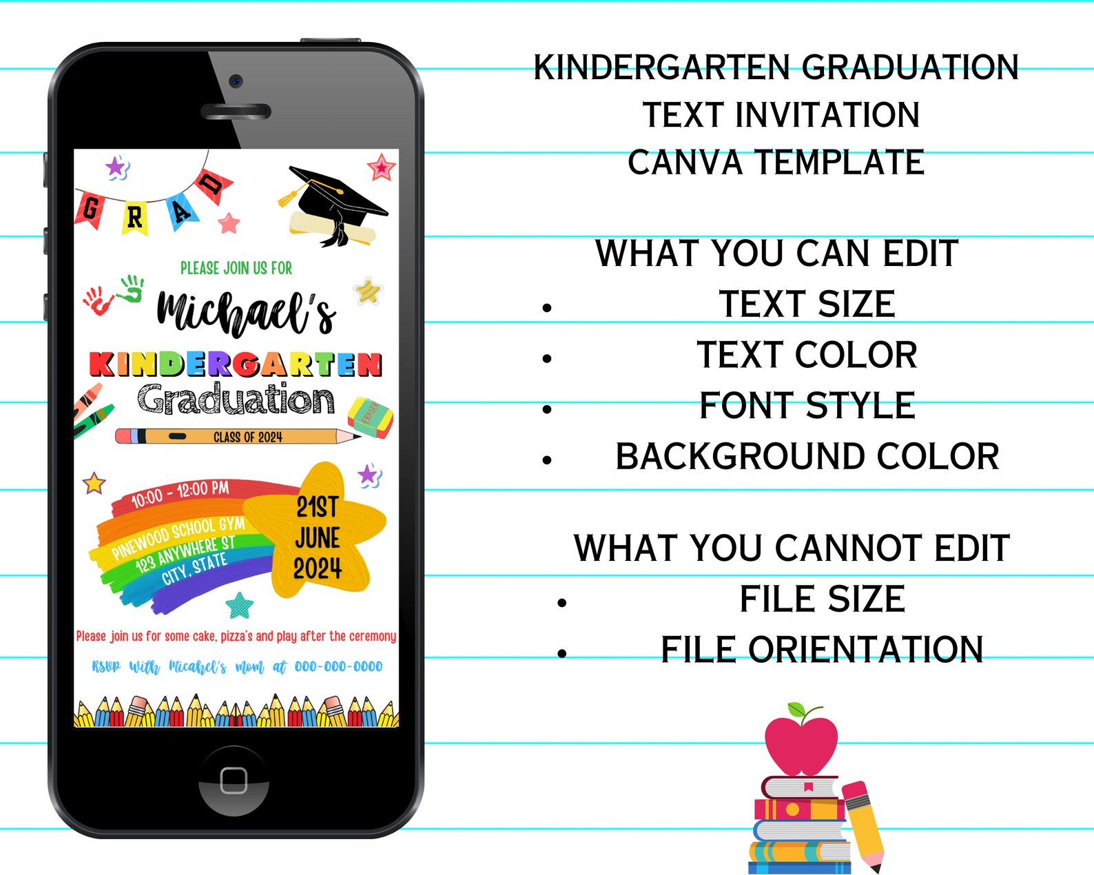 Editable Kindergarten Graduation Invitation Template, Kindergarten ...