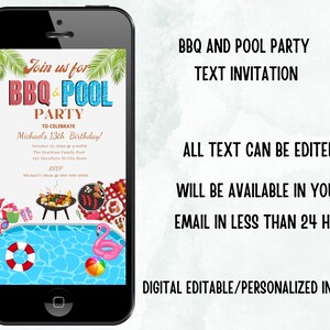 Editable BBQ Pool Party Invitation, BBQ Pool Birthday Party,backyard ...
