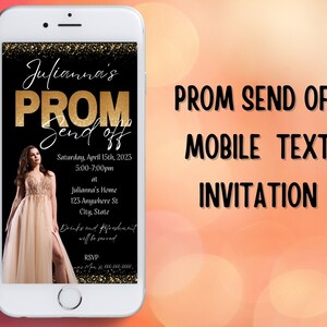 PROM Send off Invite Mobile Text, Prom Night Send off Party Text Invite ...