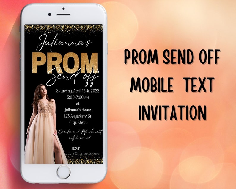 PROM Send off Invite Mobile Text, Prom Night Send off Party Text Invite ...