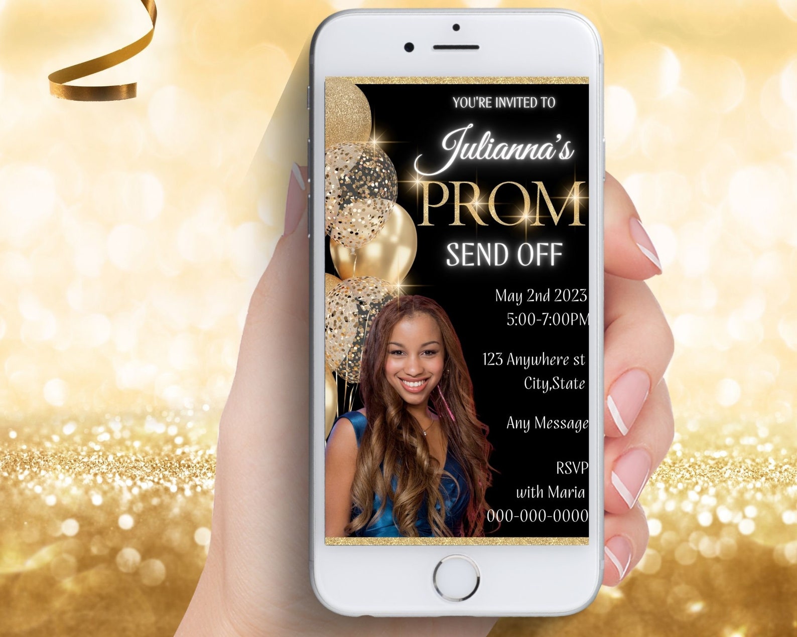 PROM Send off Invite Mobile Text, Prom Night Send off Party Text Invite ...