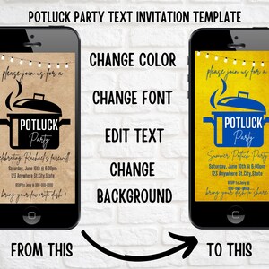 Editable Potluck Invitation Canva Template Potluck Party Invitation ...