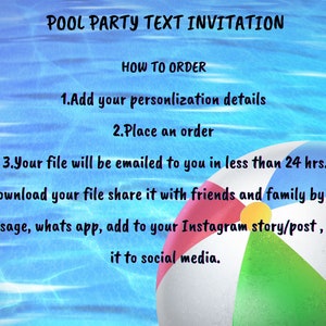 Pool Party Invitation, Pool Party Birthday Invite, Pool Party Evite ...