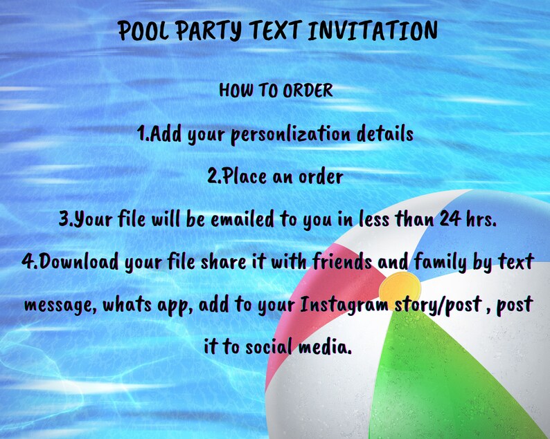 Pool Party Invitation Pool Party Birthday Invite Pool Party | Etsy