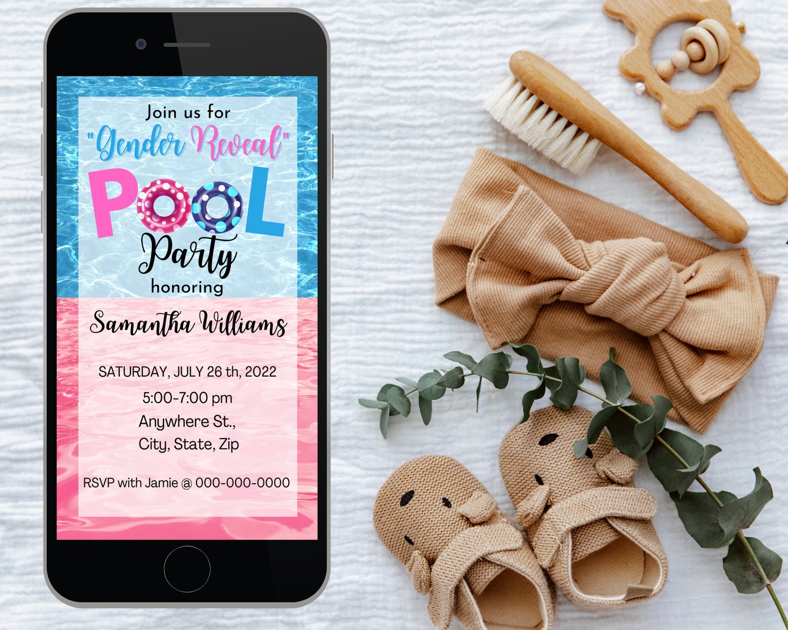 Digital Pool Party Gender Reveal Animated Invite Pool Party - Etsy