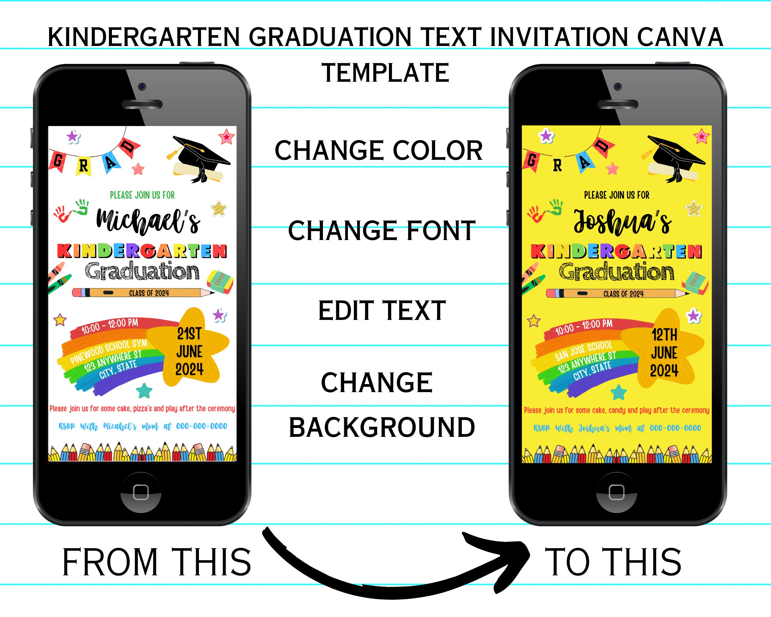 Editable Kindergarten Graduation Invitation Template, Kindergarten ...