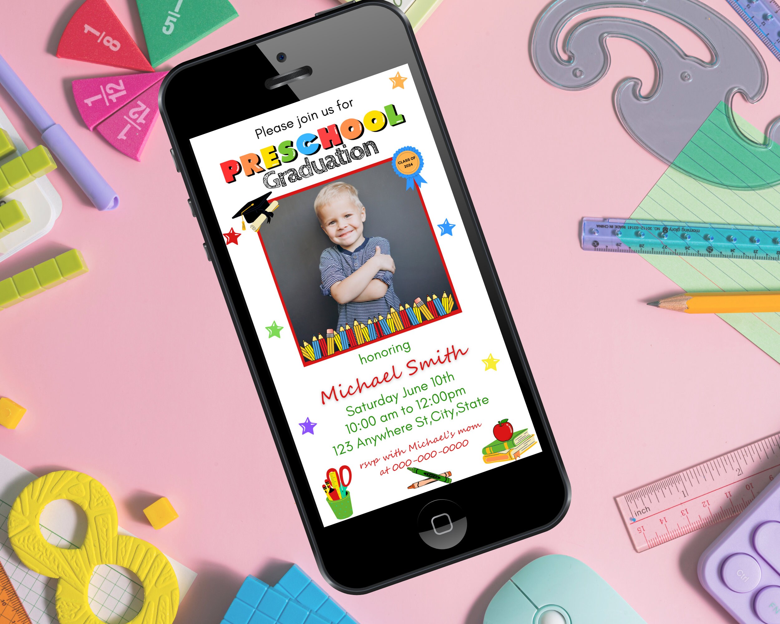 Editable Preschool Graduation Invitation Template, Prek Graduation ...