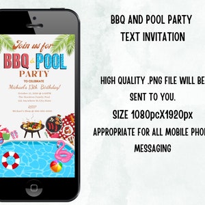 Editable BBQ Pool Party Invitation, BBQ Pool Birthday Party,backyard ...