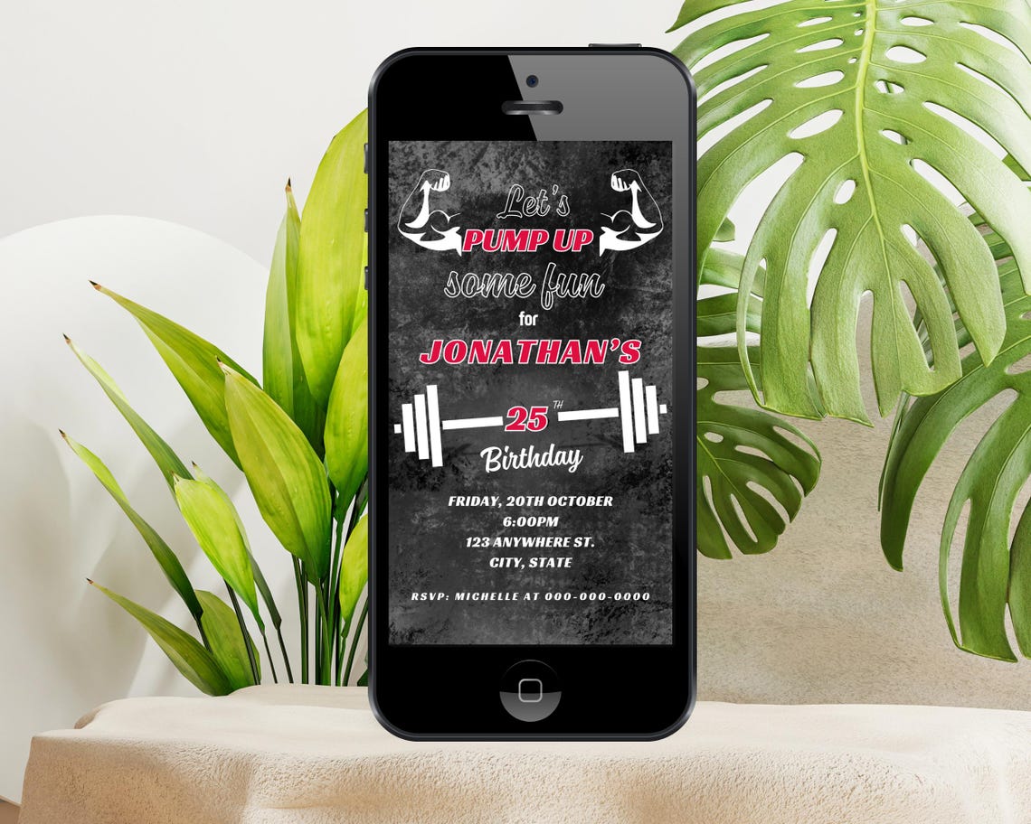 Editable Fitness Gym Birthday Invitation, Fitness Theme Birthday Party ...