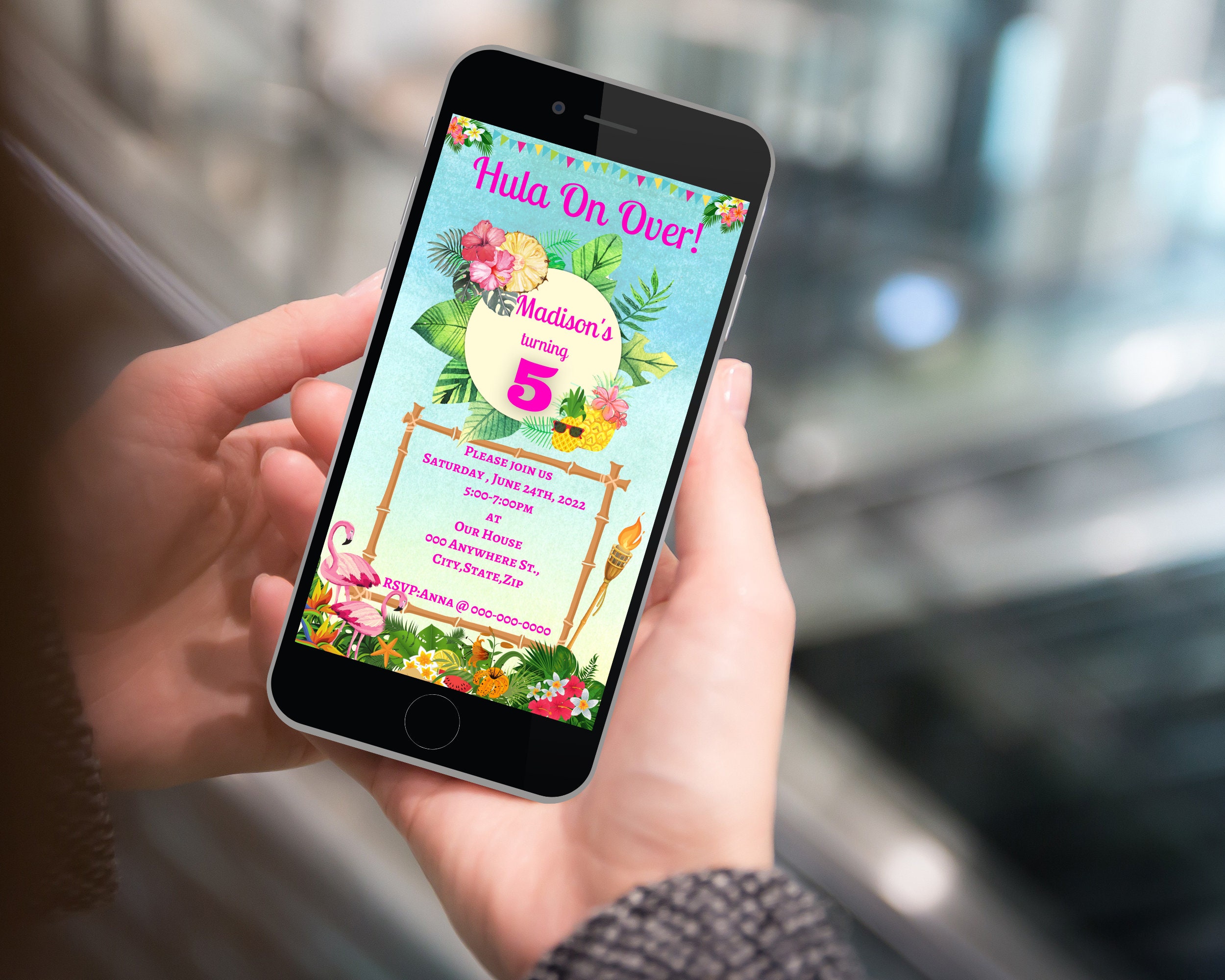 Hula on Over Birthday Party Invite, Aloha Birthday Invitation, Tropical ...