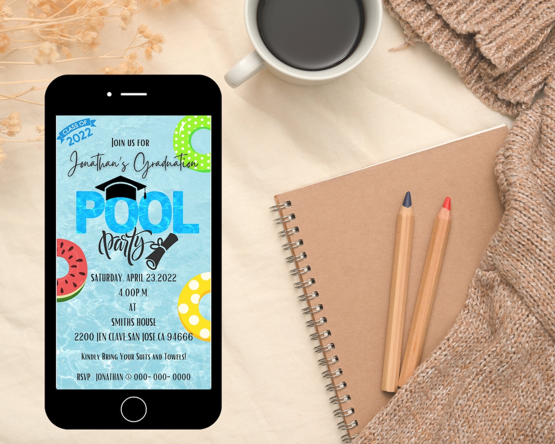 Graduation Pool Party Animated Graduation Pool Party Invite - Etsy
