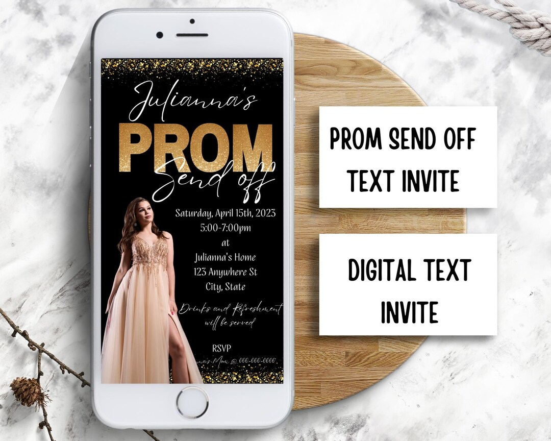 PROM Send off Invite Mobile Text, Prom Night Send off Party Text Invite ...