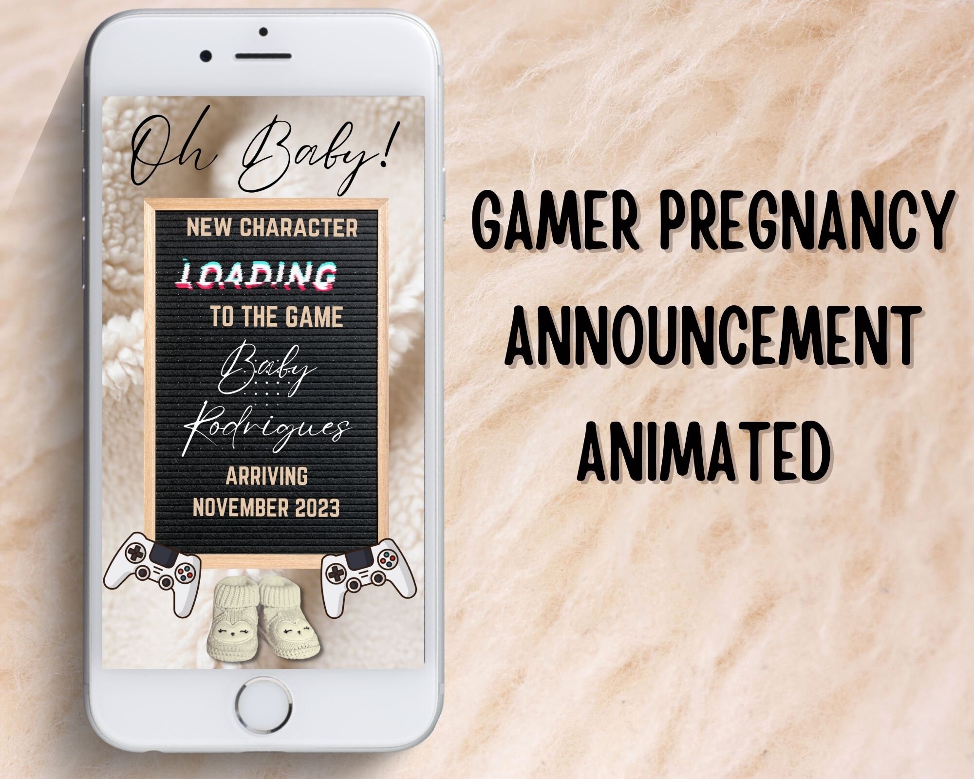 Gamer Animated Pregnancy Announcement Text, Video Game Digital ...