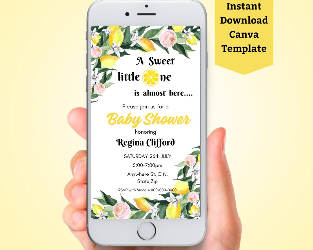 Electronic Lemon Theme Baby Shower Invitation Template, Lemon Baby ...