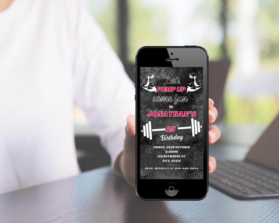 Editable Fitness Gym Birthday Invitation, Fitness Theme Birthday Party ...