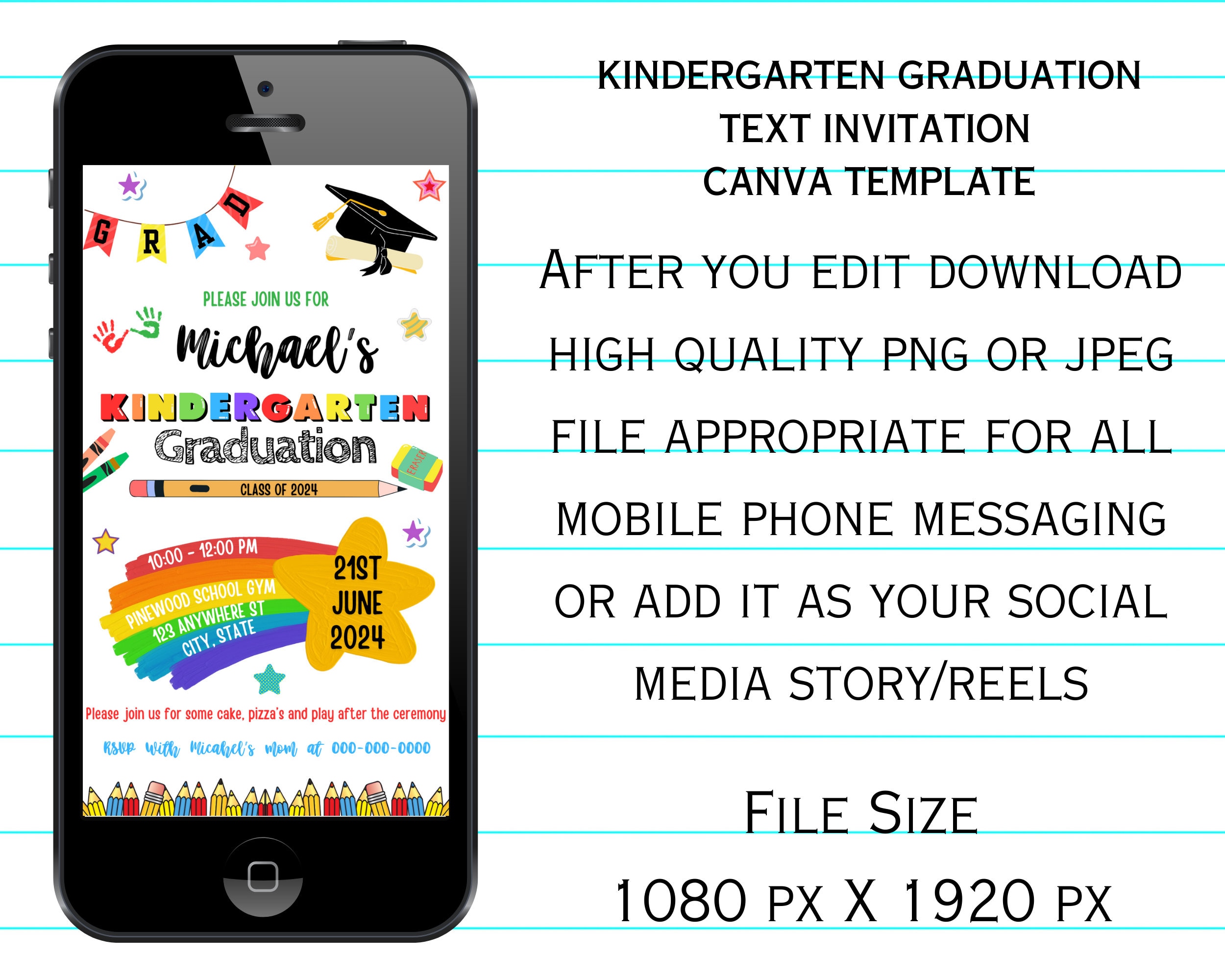 Editable Kindergarten Graduation Invitation Template, Kindergarten ...