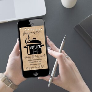 Editable Potluck Invitation Canva Template Potluck Party Invitation ...