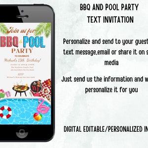 Editable BBQ Pool Party Invitation, BBQ Pool Birthday Party,backyard ...