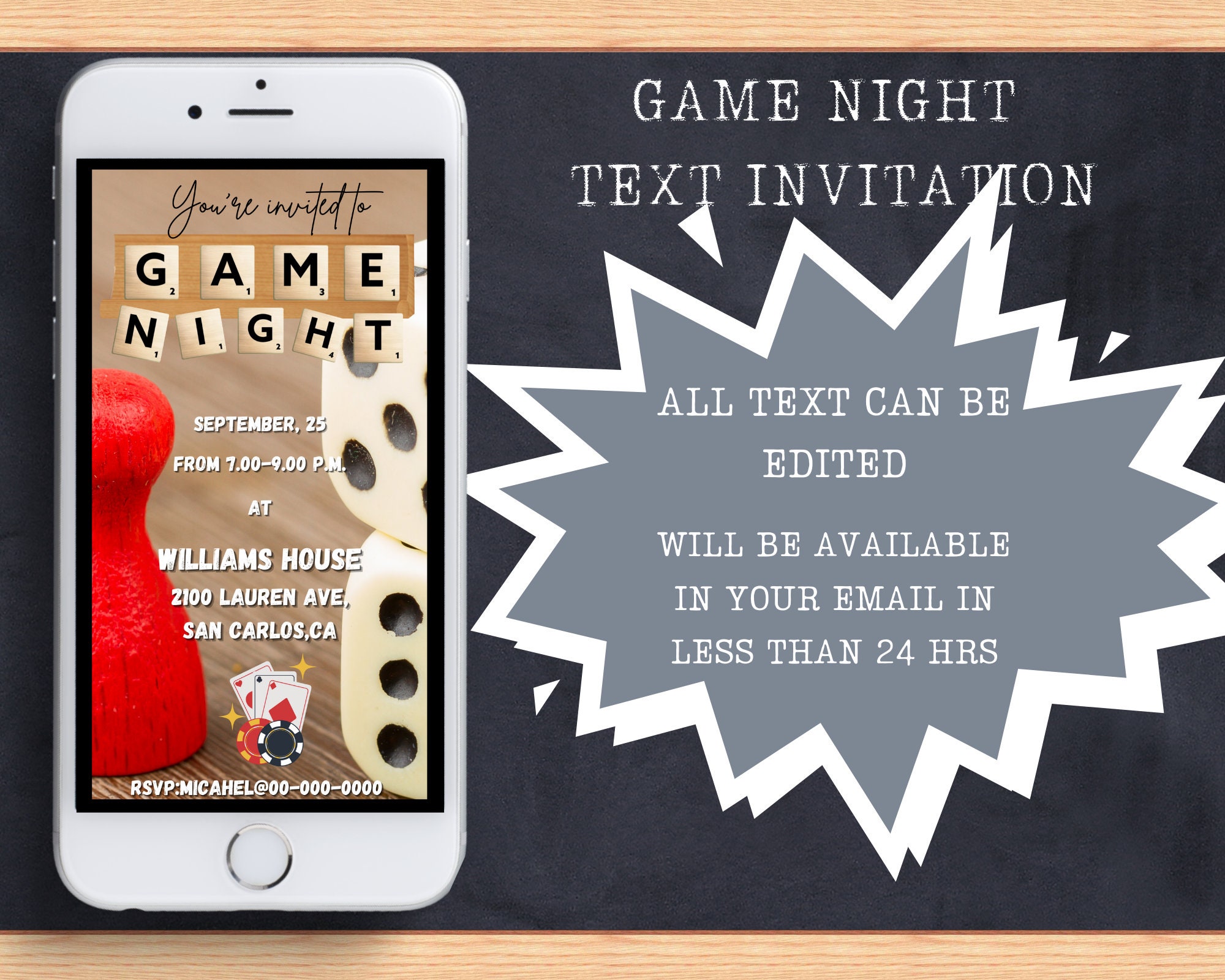 Game Night Invite, Game Night Text Invitation,game Night Evite ...