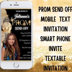 PROM Send off Invite Mobile Text, Prom Night Send off Party Text Invite ...