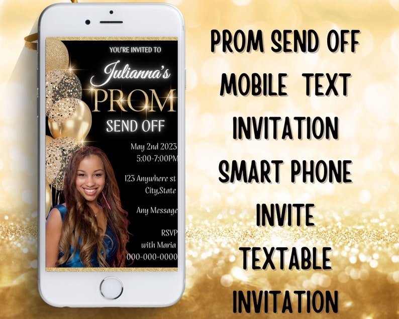 PROM Send off Invite Mobile Text Prom Night Send off Party - Etsy