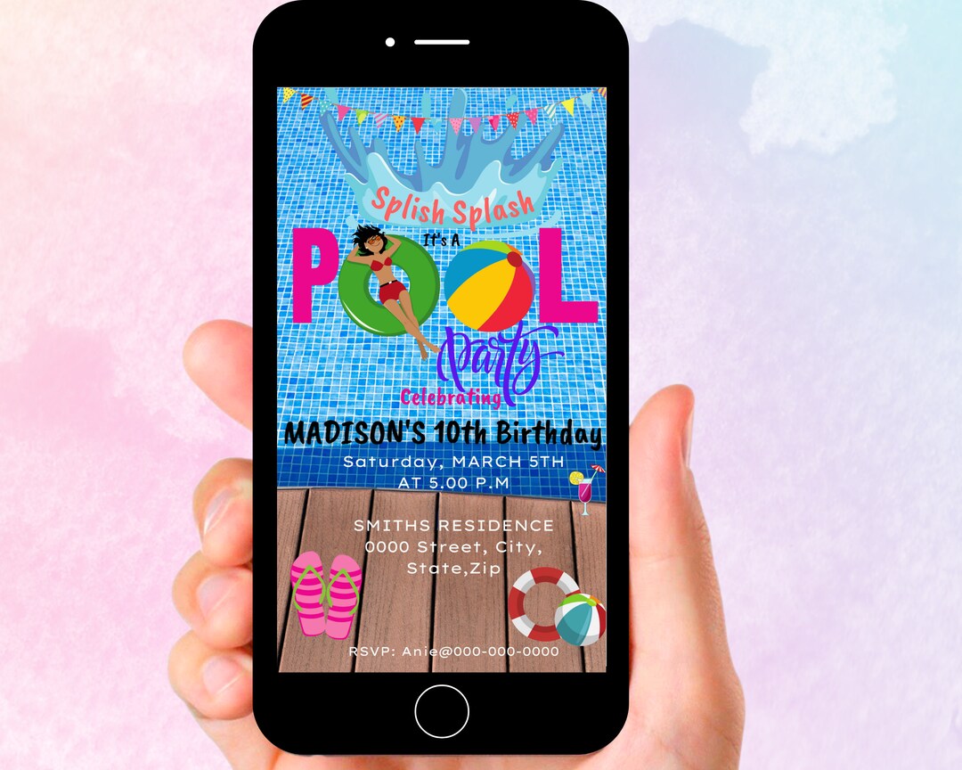 Pool Party Invitation, Pool Party Birthday Invite, Pool Party Evite ...