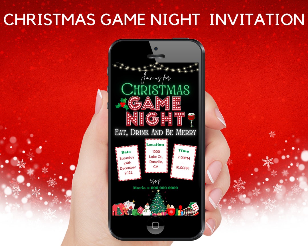 Digital Christmas Game Night Invitation , Christmas Game Night Invite ...