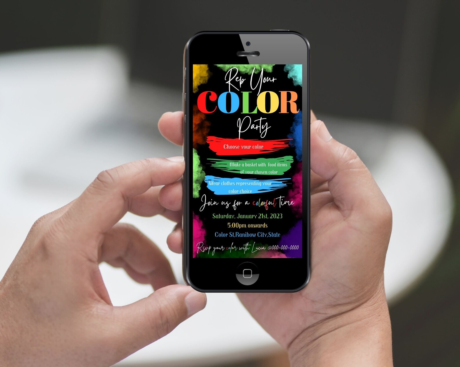 Color Party Invitation Editable Template Online Rainbow - Etsy