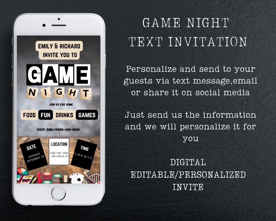 Game Night Invite Game Night Text Invitationgame Night - Etsy