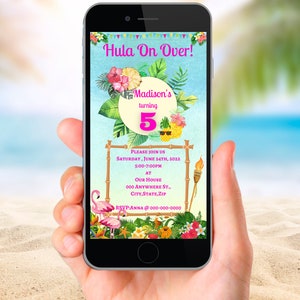 Hula on Over Birthday Party Invite, Aloha Birthday Invitation, Tropical ...