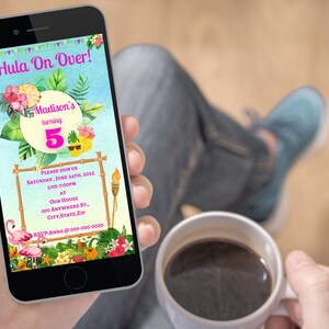 Hula on Over Birthday Party Invite, Aloha Birthday Invitation, Tropical ...