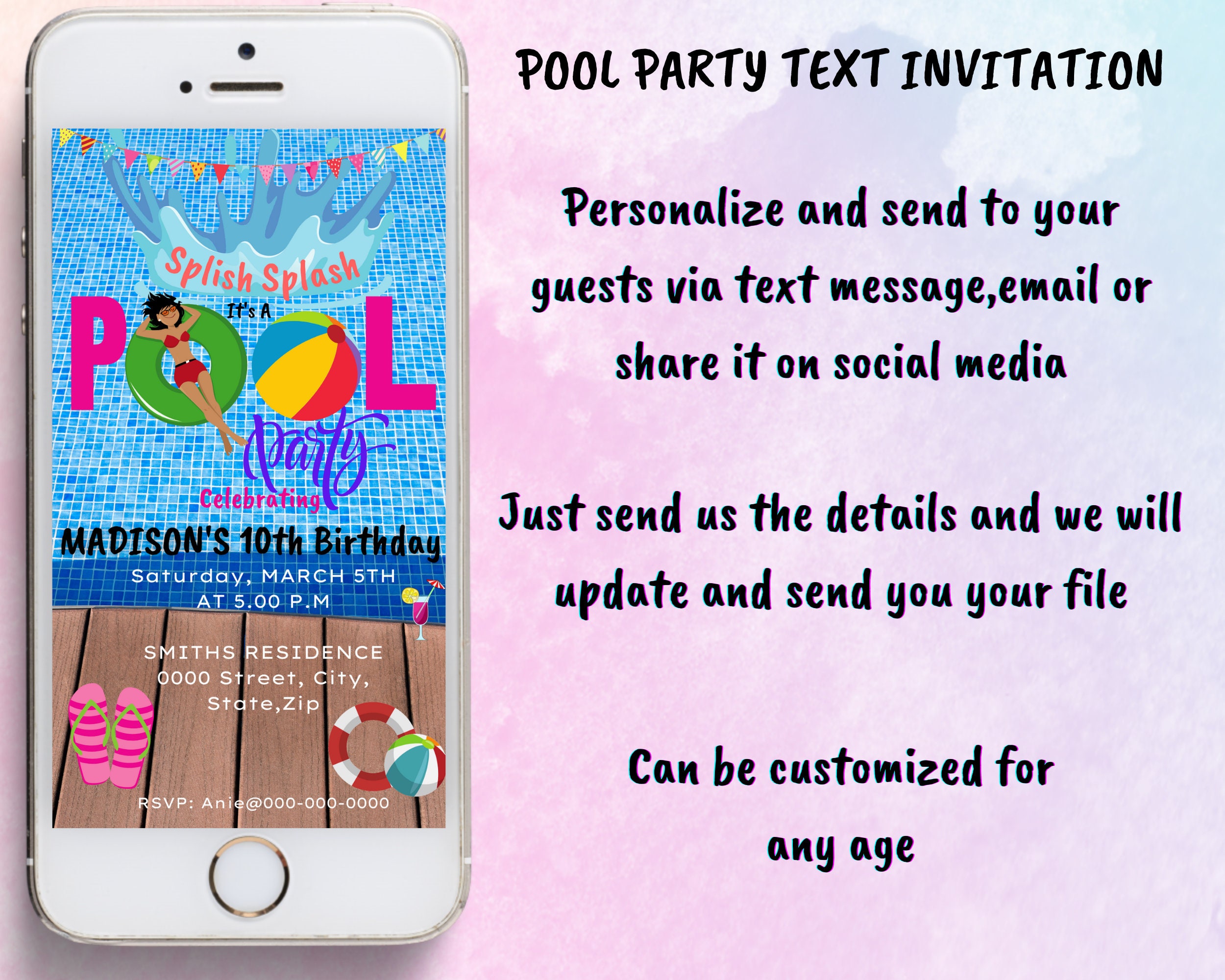 Pool Party Invitation Pool Party Birthday Invite Pool Party - Etsy
