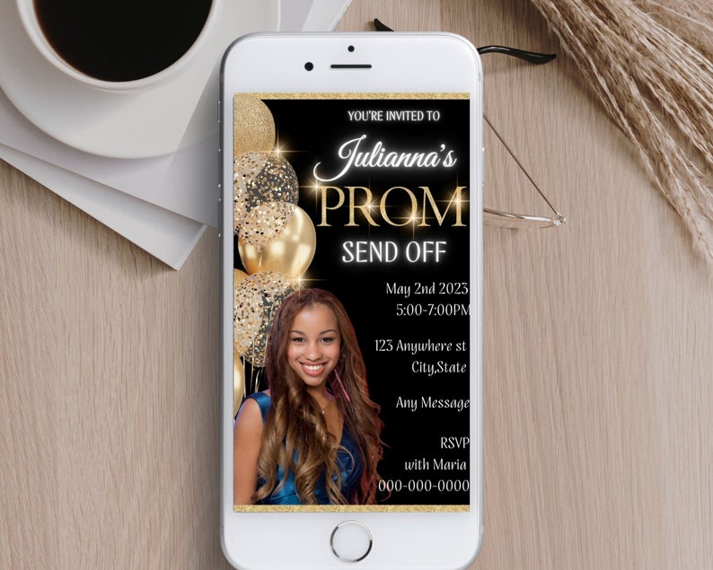 PROM Send off Invite Mobile Text, Prom Night Send off Party Text Invite ...