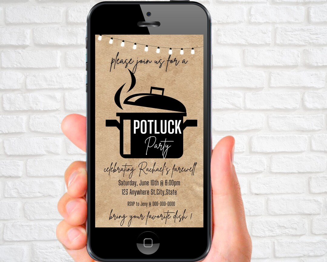 Editable Potluck Invitation Canva Template Potluck Party Invitation ...