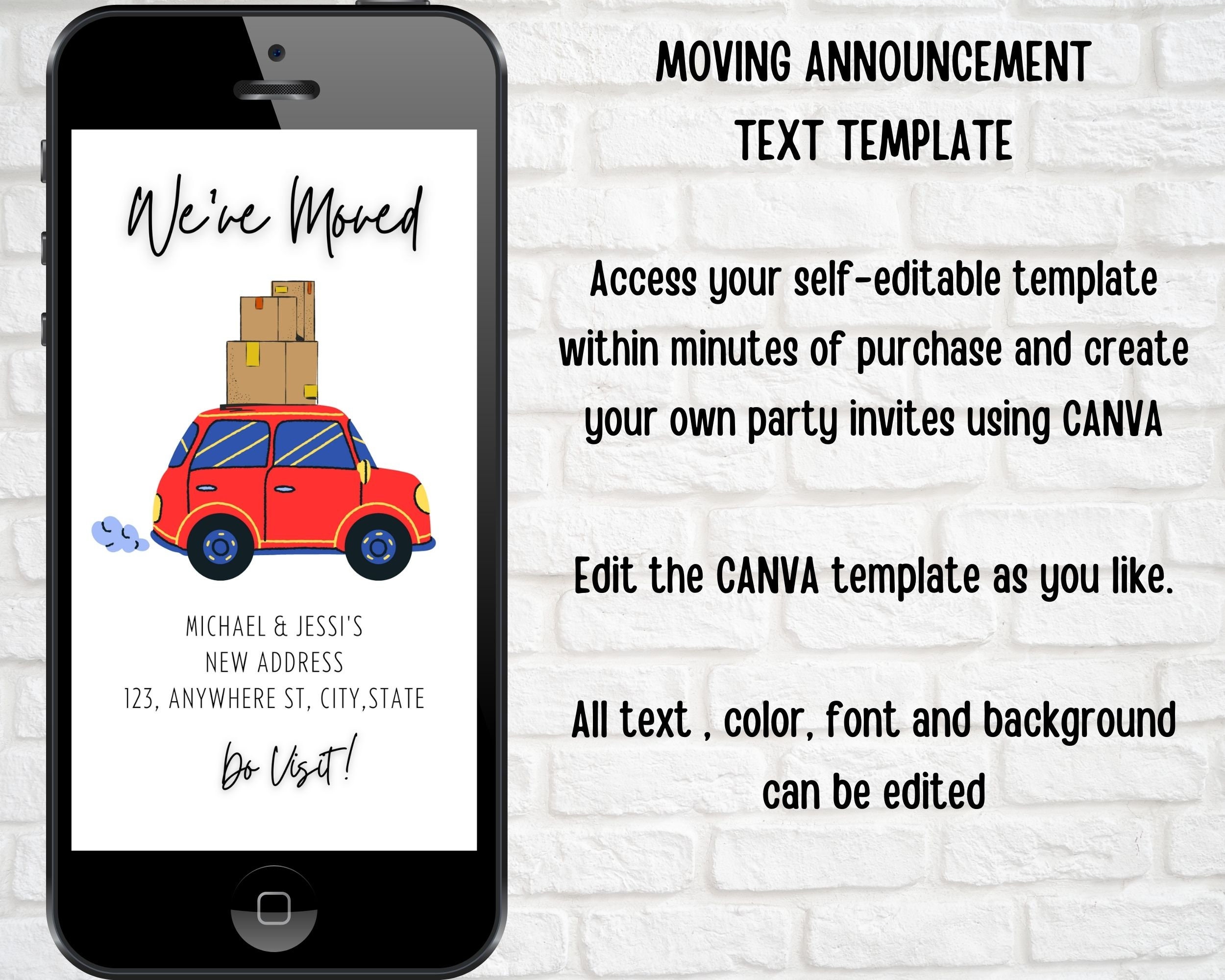 We've Moved, Moving Announcement Digital Mobile Canva Template, New ...